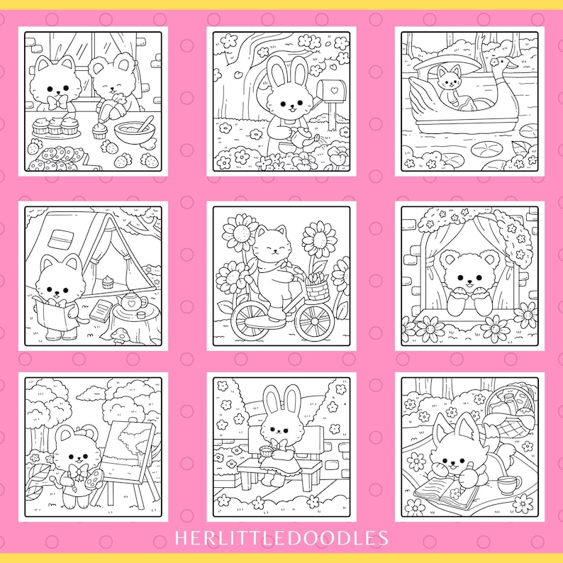 Cute and Cozy Friends, Coloring Sheets, Coloring Pages, Instant ...