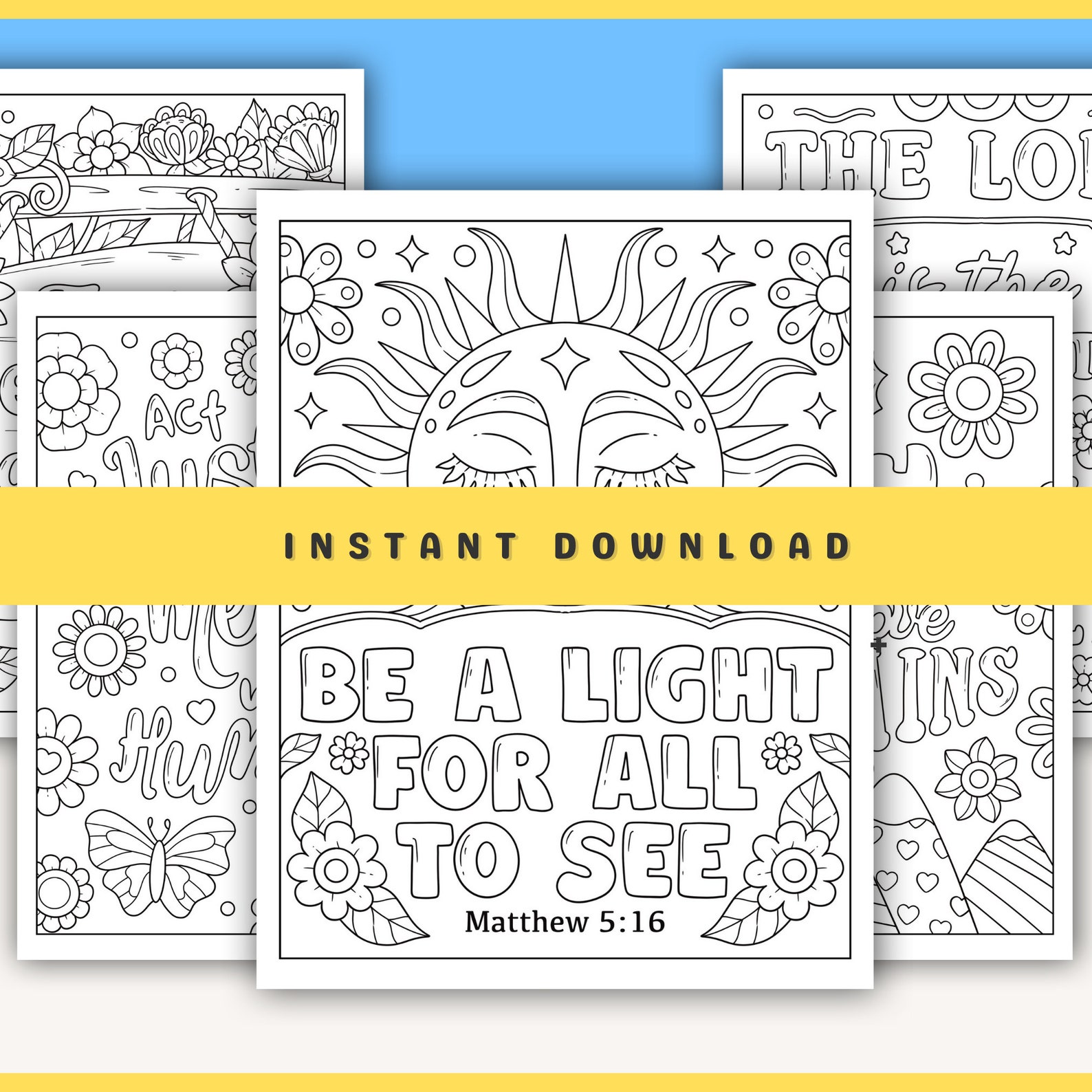 Flower Bible Verse Coloring Page, Coloring Sheets, Coloring Pages for ...