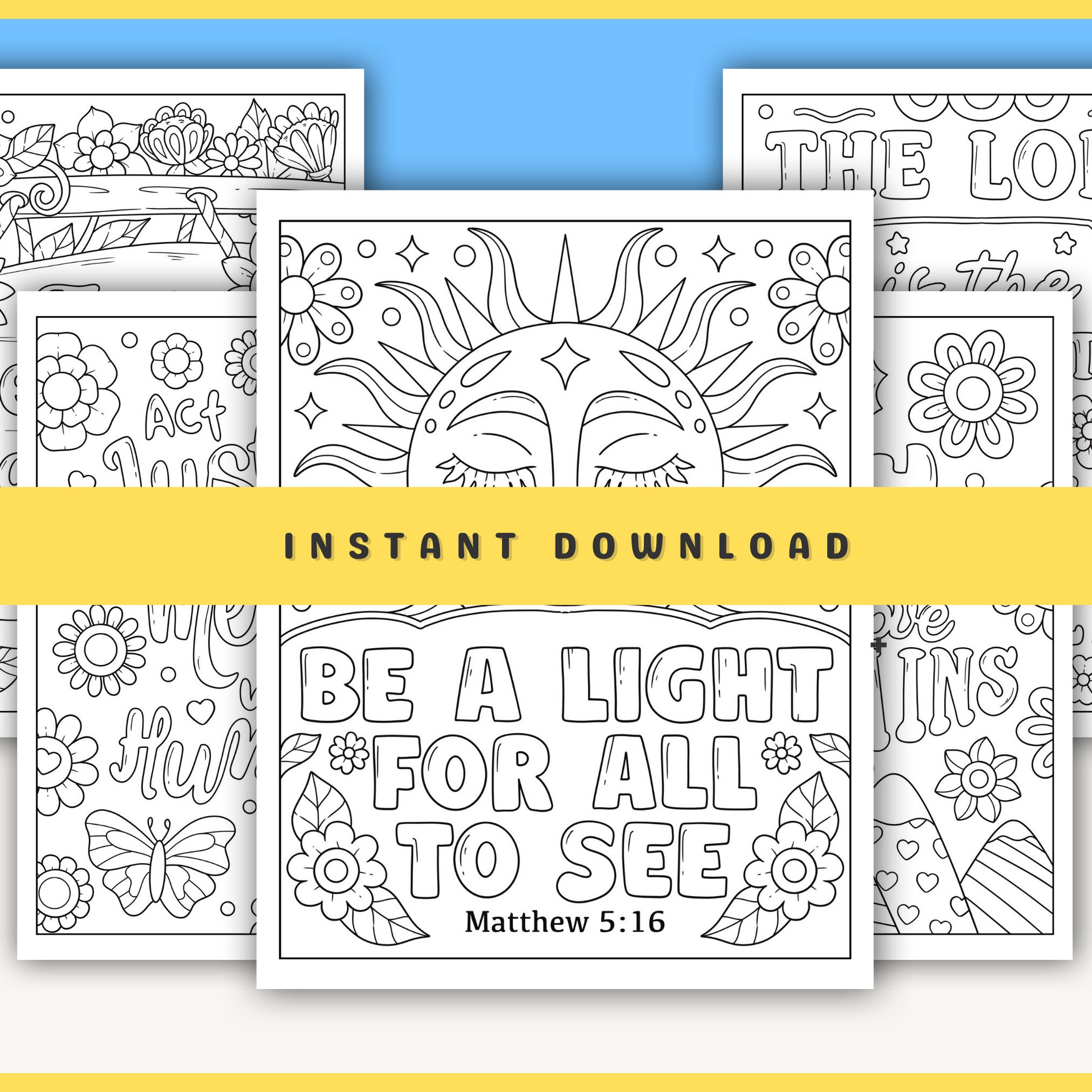 Flower Bible Verse Coloring Page, Coloring Sheets, Coloring Pages for ...
