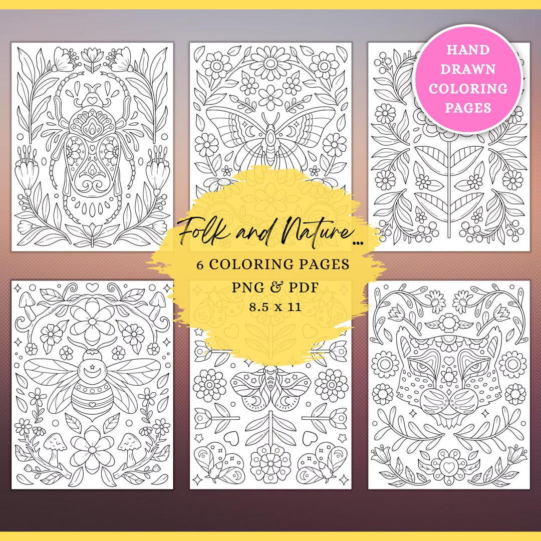 Folk and Nature Coloring Page, Coloring Sheets, Coloring Pages for ...