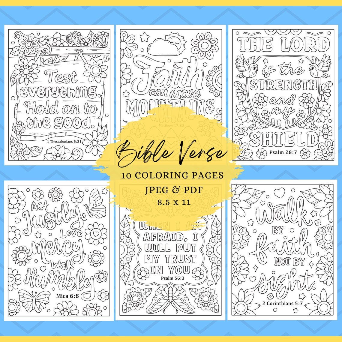 Flower Bible Verse Coloring Page, Coloring Sheets, Coloring Pages for ...