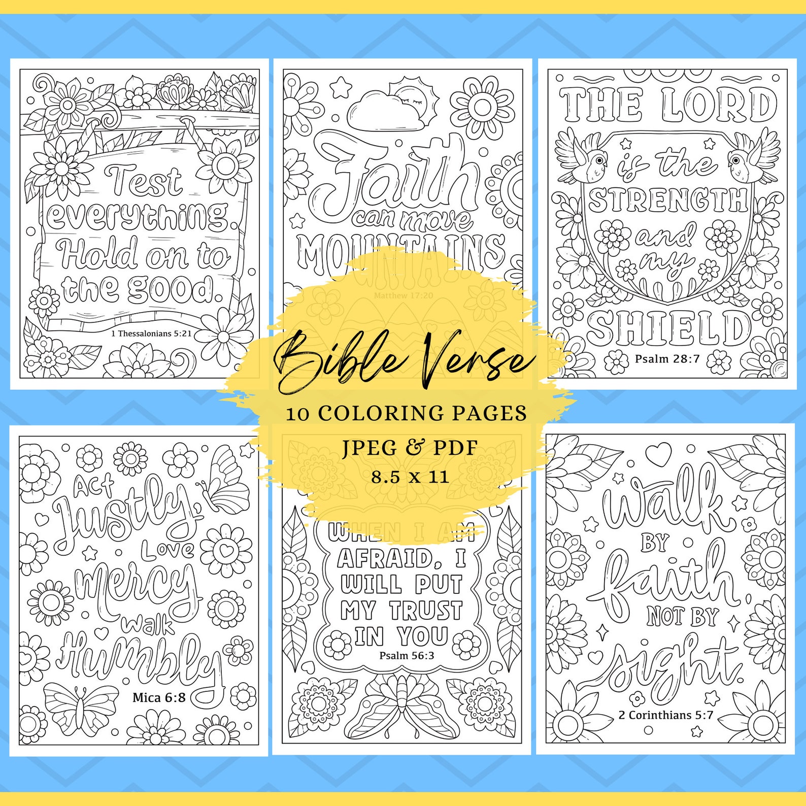Flower Bible Verse Coloring Page, Coloring Sheets, Coloring Pages for ...