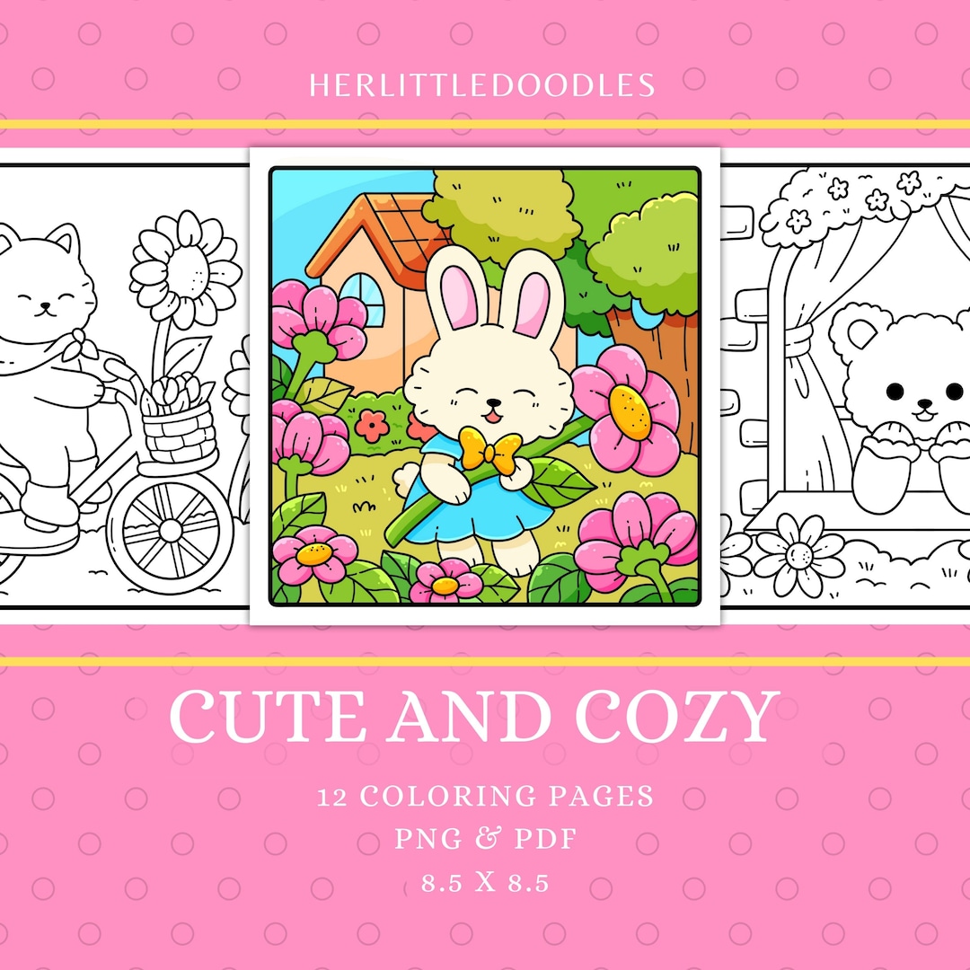 Cute and Cozy Friends, Coloring Sheets, Coloring Pages, Instant ...