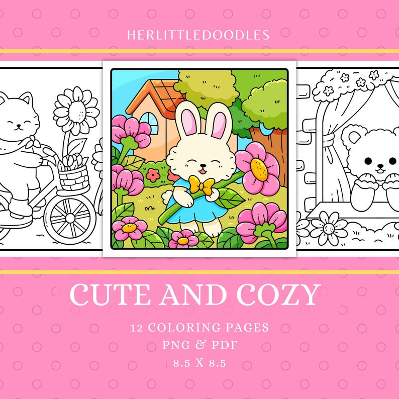 Cute and Cozy Friends, Coloring Sheets, Coloring Pages, Instant ...