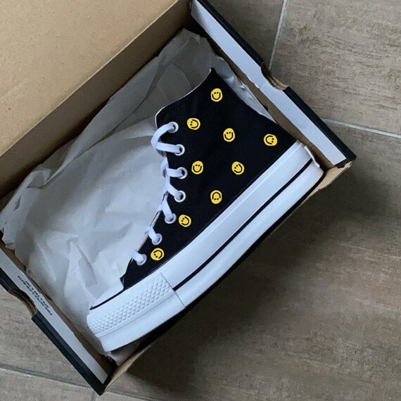 SMILEY DESIGN CONVERSE All Star Platform custom Design - Etsy