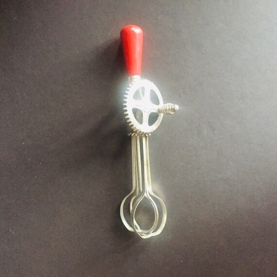 Vintage Egg Beater Red Handle Ekco A & J USA - Etsy