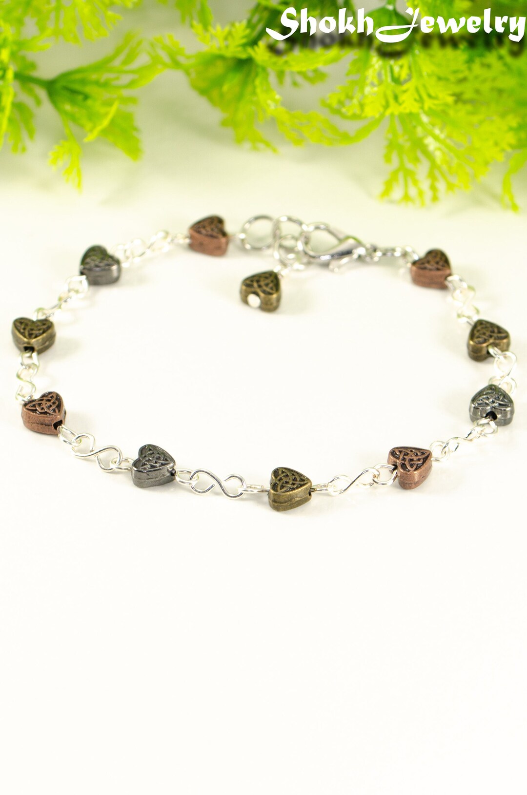 Multi Metal Hearts Anklet, Irish Celtic Knot Ankle Bracelet, Handmade ...