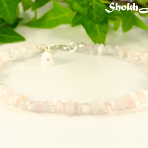 Rose Quartz Anklet, Pink Gemstone Chip Anklet for Women, Raw Crystal ...