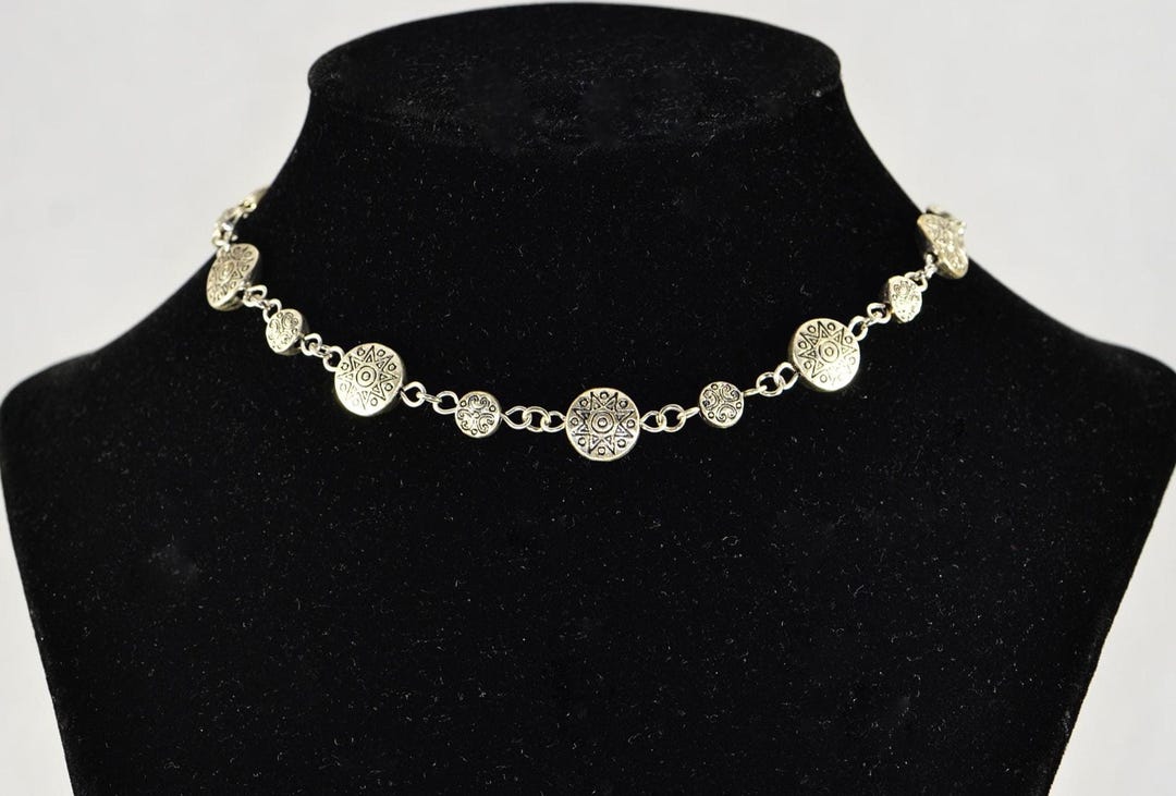 Star Sun Moon Choker Necklace, Tibetan Silver Celestial Choker, Modern ...