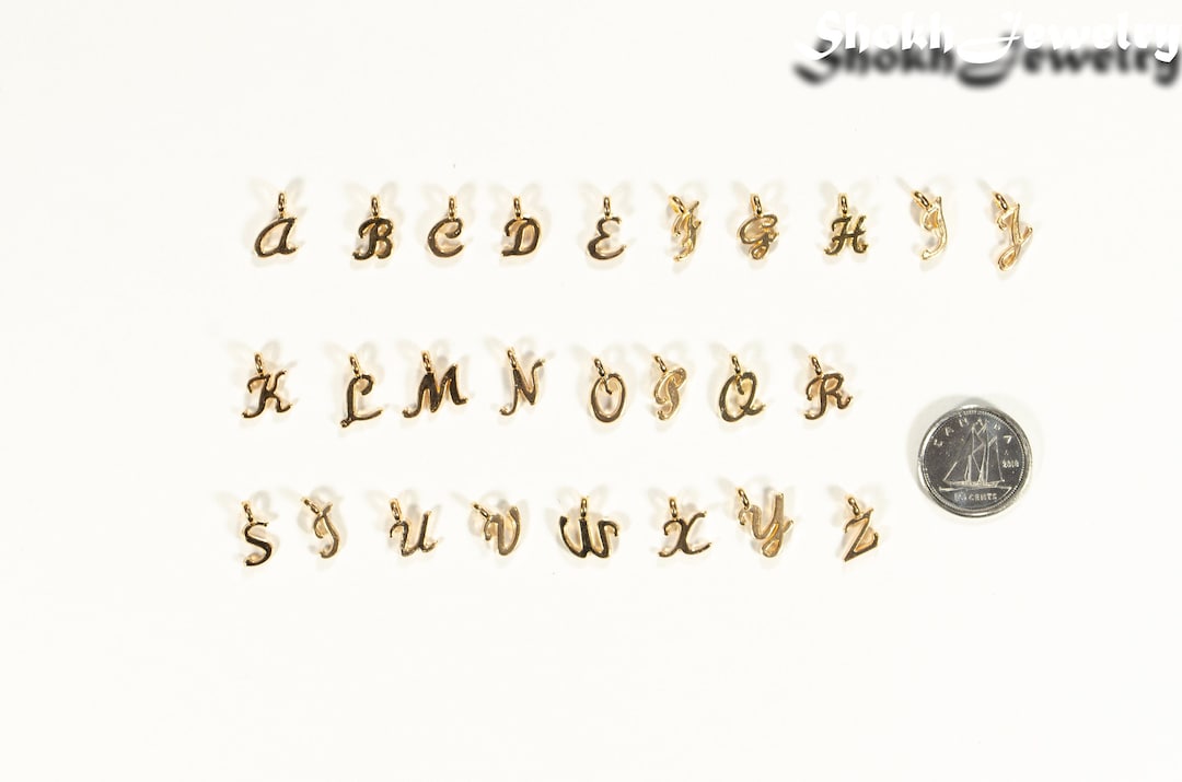 Small Letter Charms, Hand Written English Alphabet Initial Charm for ...