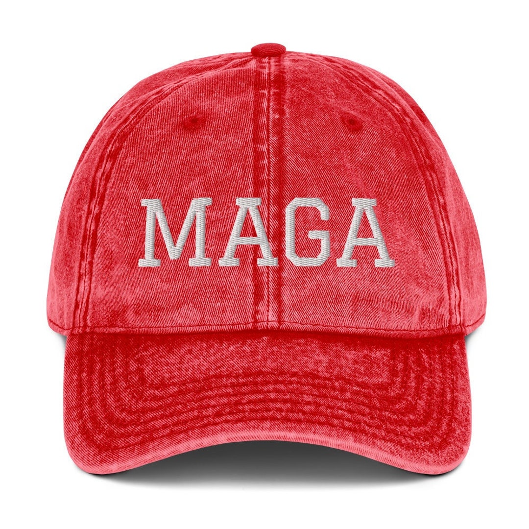 MAGA Embroidered College Font Cap by Redpill45, Trump 2024 Hat, Vintage ...
