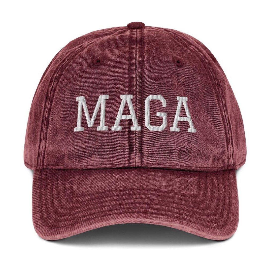 MAGA Embroidered College Font Cap by Redpill45, Trump 2024 Hat, Vintage ...