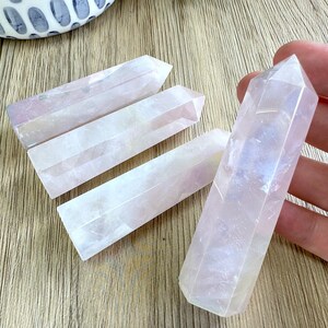 Aura Quartz Crystal Towers, Pink Gemstone Towers Obelisk, Iridescent ...