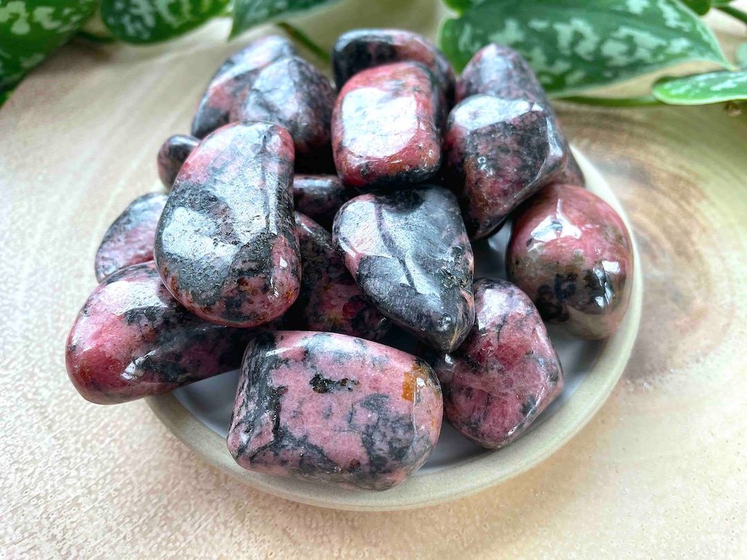 Rhodonite Tumble Stone, Rhodonite Crystals, Pink Black Crystals for ...