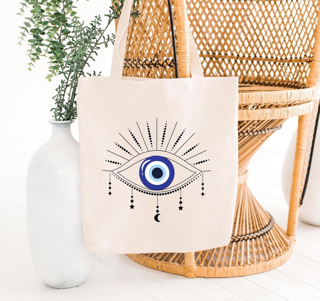 Evil Eye Tote Bag, Reusable Shoulder Bag for Books or Lunch Bag ...