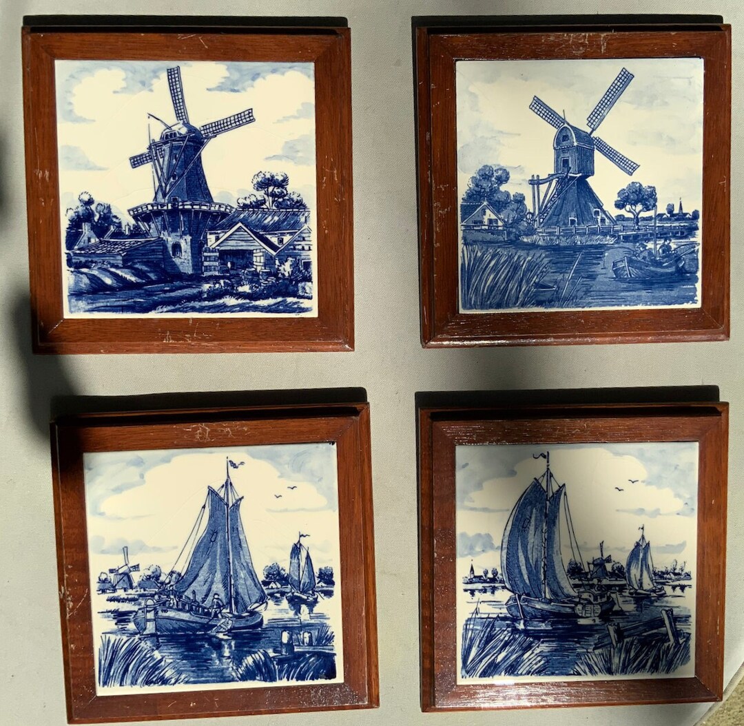 Vintage Danish Tiles, Set of 4 - Etsy