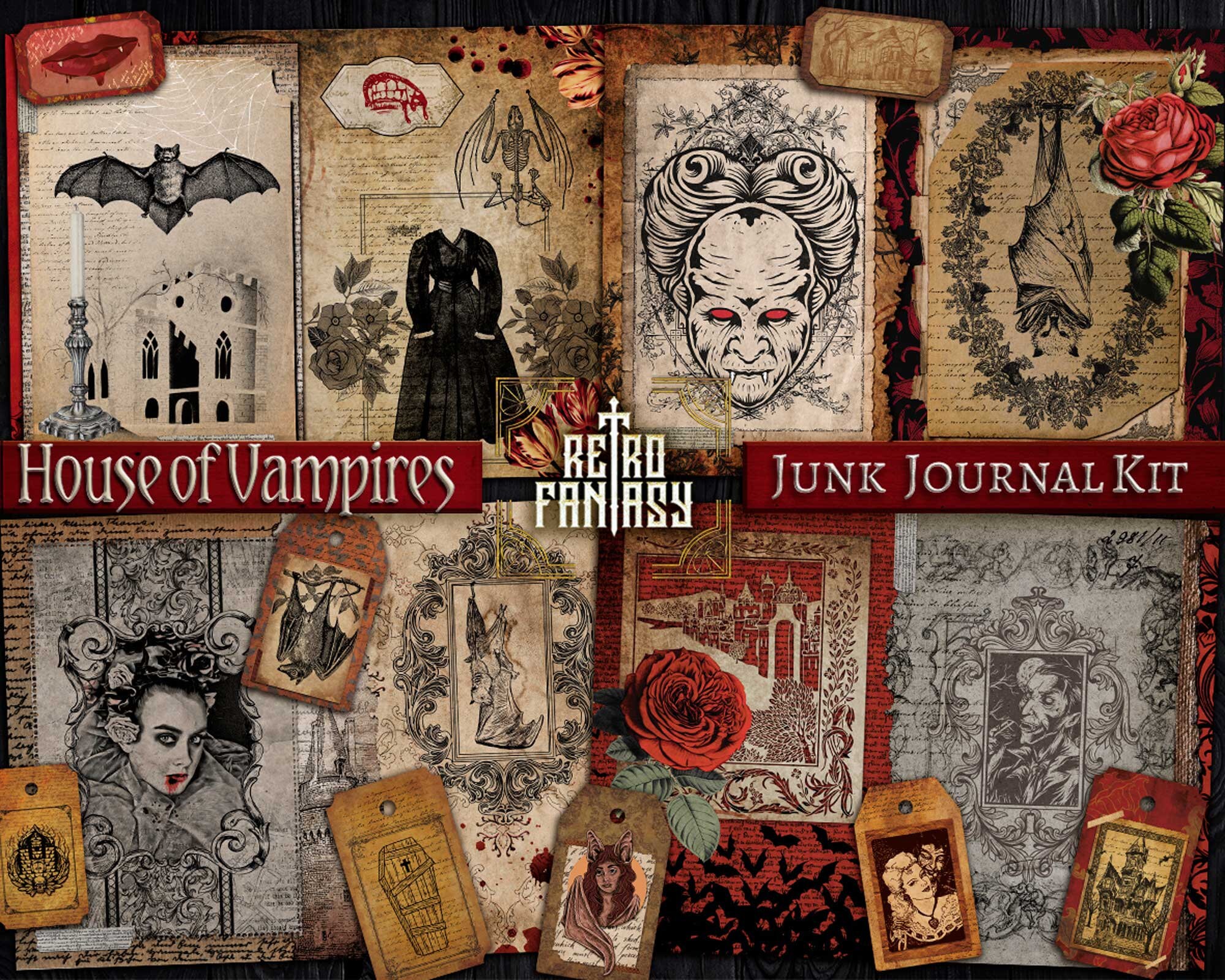 House of Vampires Junk Journal Kit With EXTRAS Digital - Etsy