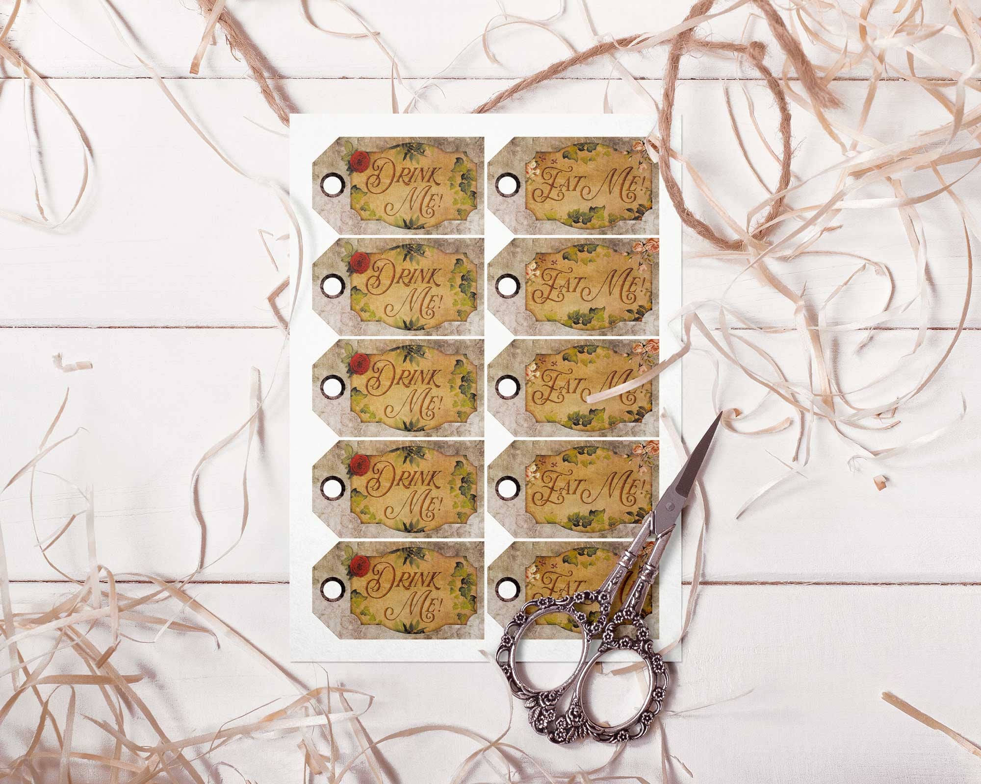 Drink Me Eat Me Labels Alice in Wonderland Vintage Labels | Etsy