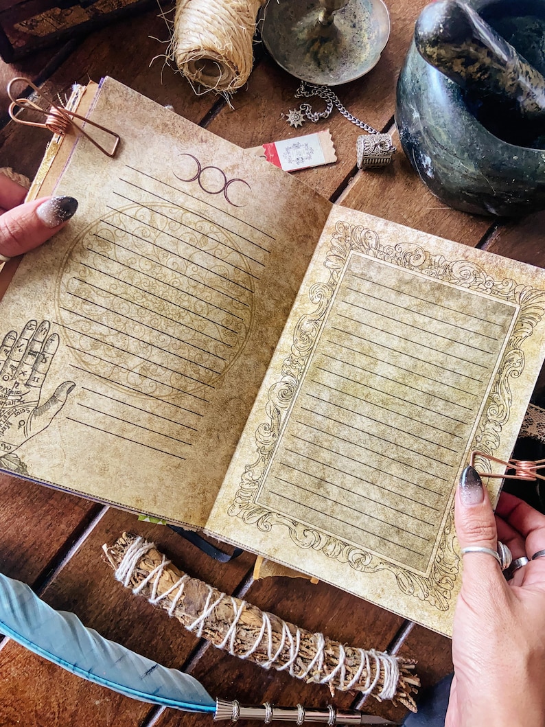 Printable Lined Grimoire Pages • Book of Shadows • Vintage • Witch ...