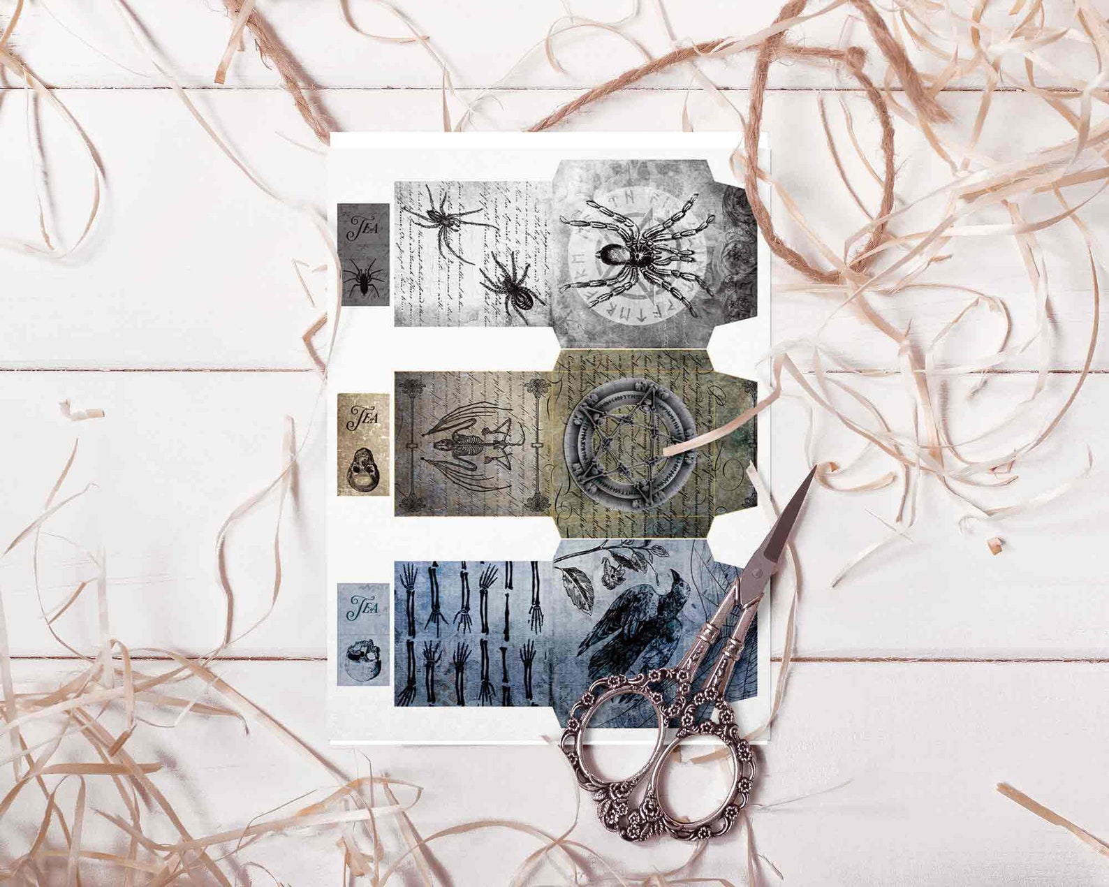 Printable Gothic Tea Bags Digital Goth Halloween Collage - Etsy