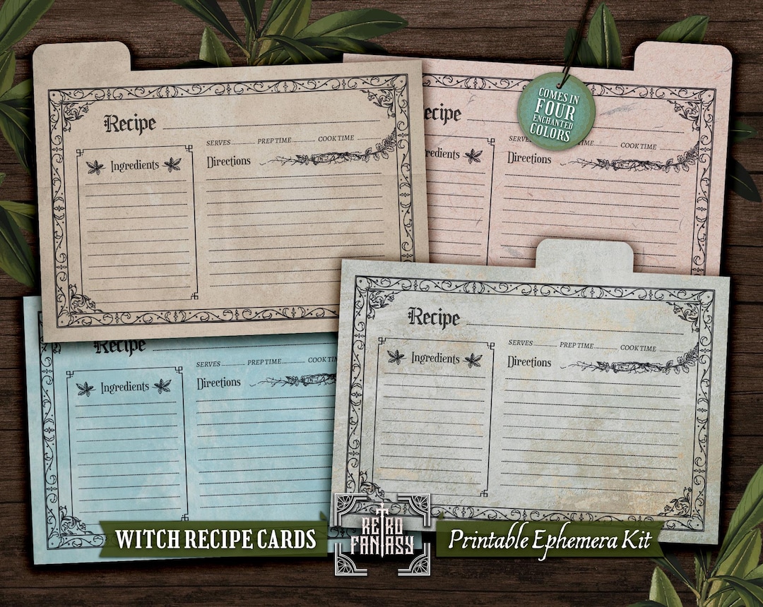 Kitchen Witchy Recipe Cards Kit • Printable • Magic • BOS • Wicca ...