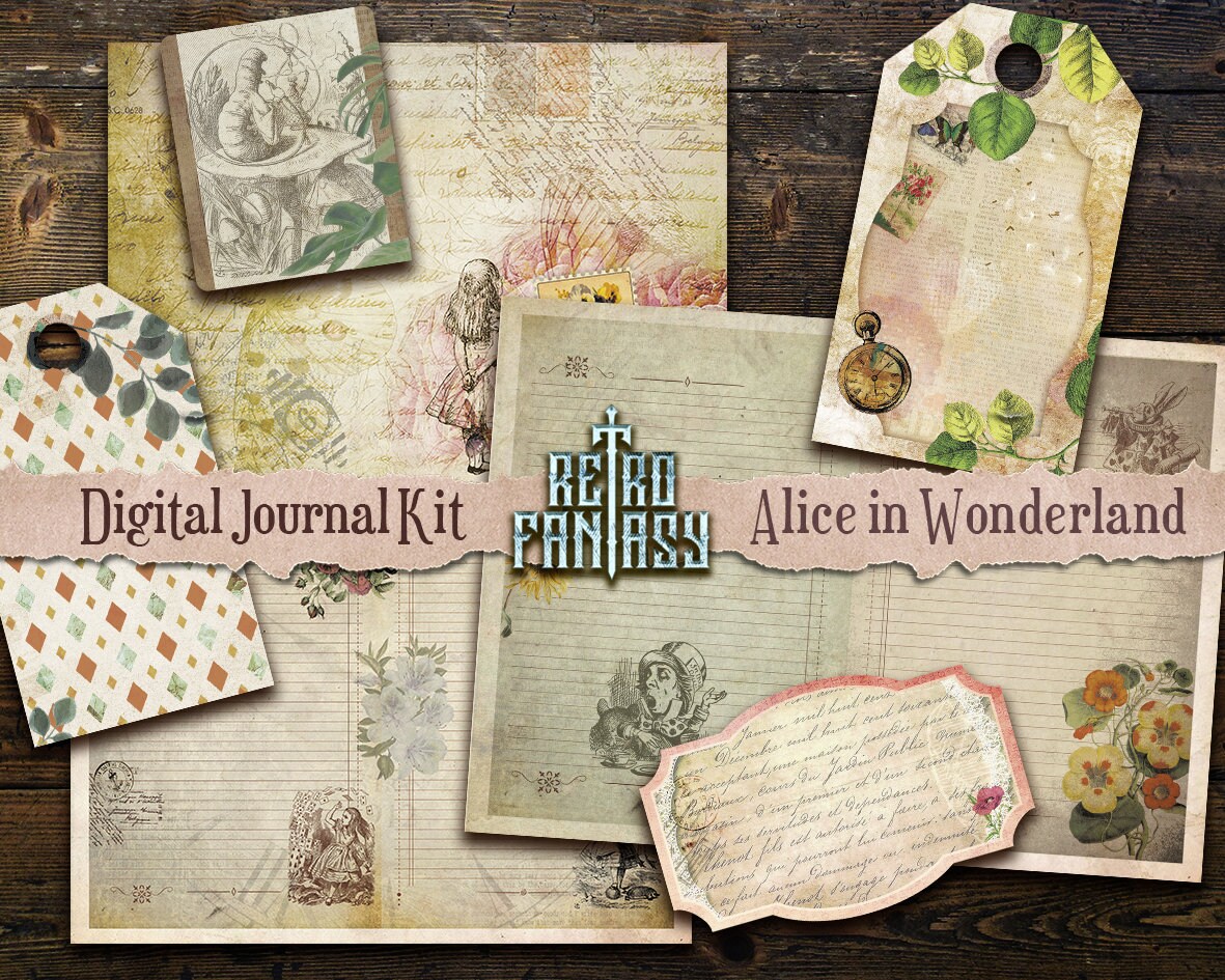 Alice in Wonderland Journal Digital Kit Printable INSTANT - Etsy