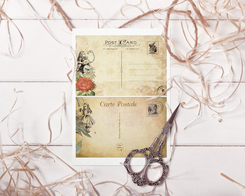 Printable Alice in Wonderland Vintage Postcards Shabby Chic - Etsy