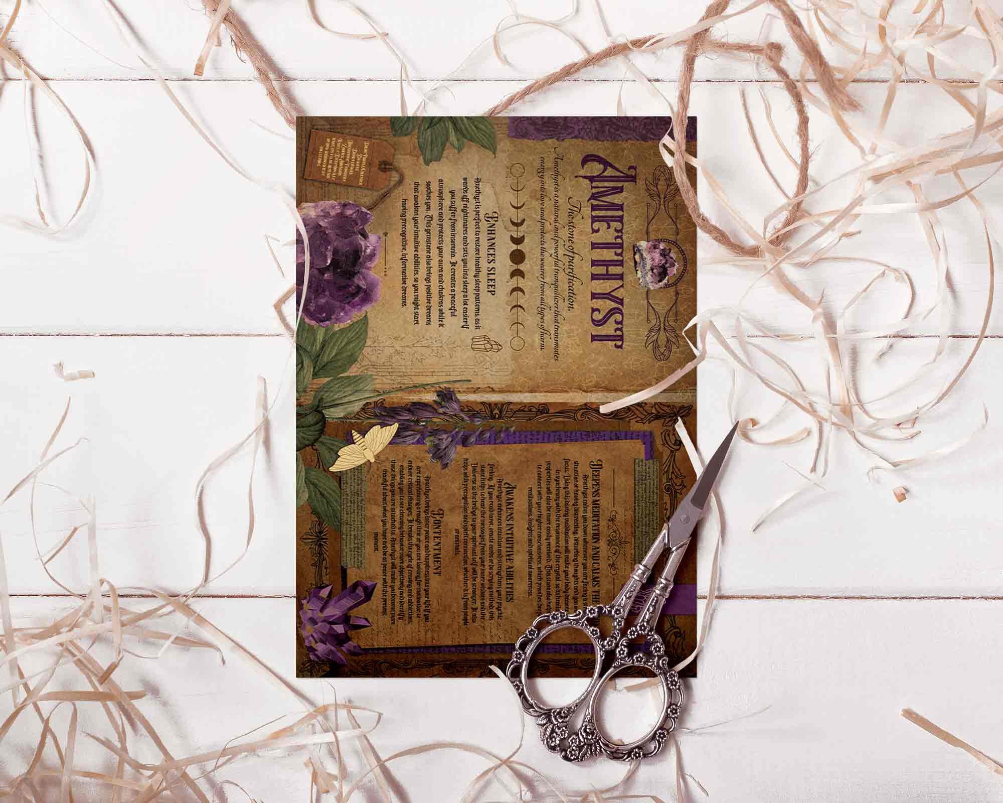 Printable AMETHYST Pages & Ephemera Book of Shadows - Etsy