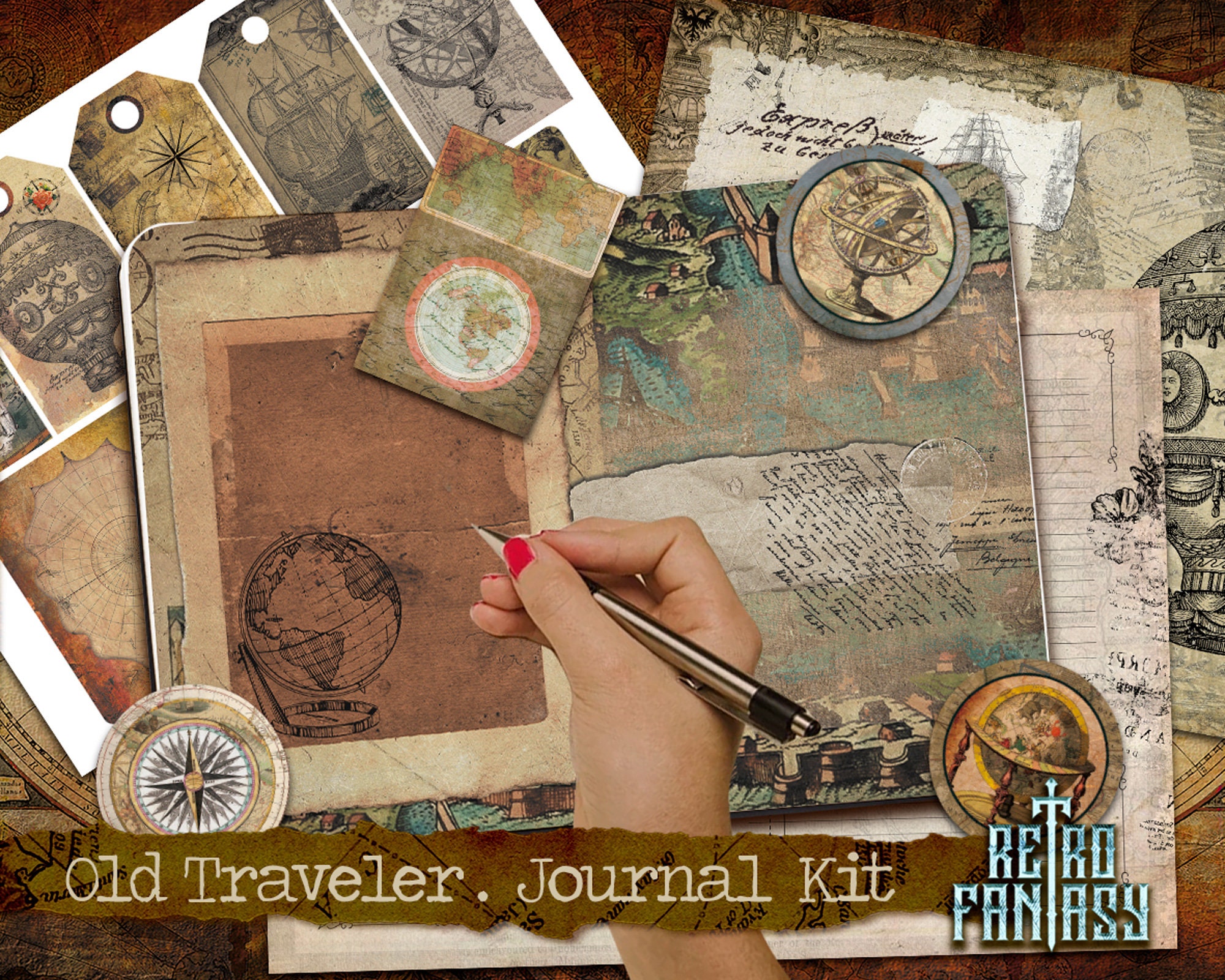 Old Traveler Journal Digital Kit Printable INSTANT Download - Etsy