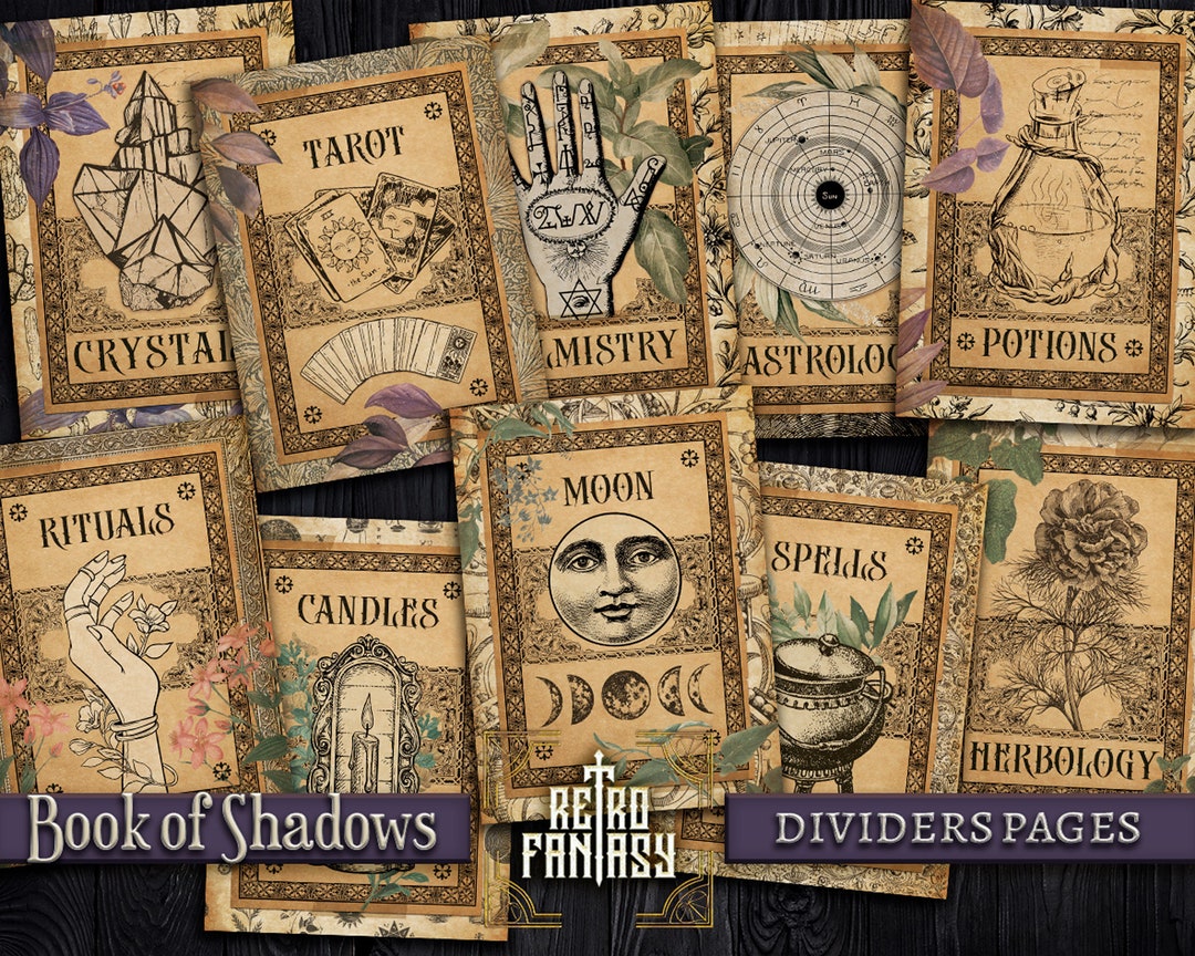 Book of Shadows Dividers Kit Printable • Magic • BOS Covers • Wicca • Grimoire • Book of Spells ...