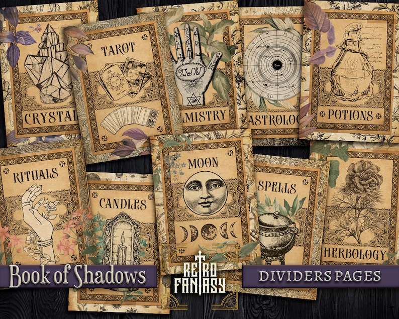Book of Shadows Dividers Kit Printable Magic BOS Covers - Etsy