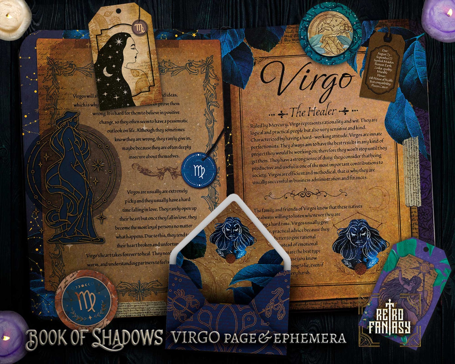 Printable VIRGO Pages & Ephemera • Book of Shadows • ZODIAC • Wicca ...