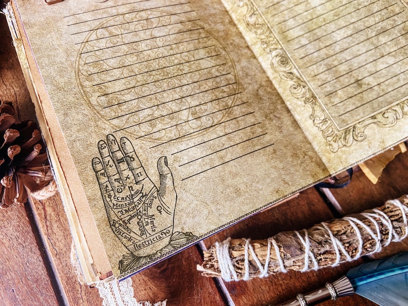 Printable Lined Grimoire Pages • Book of Shadows • Vintage • Witch ...