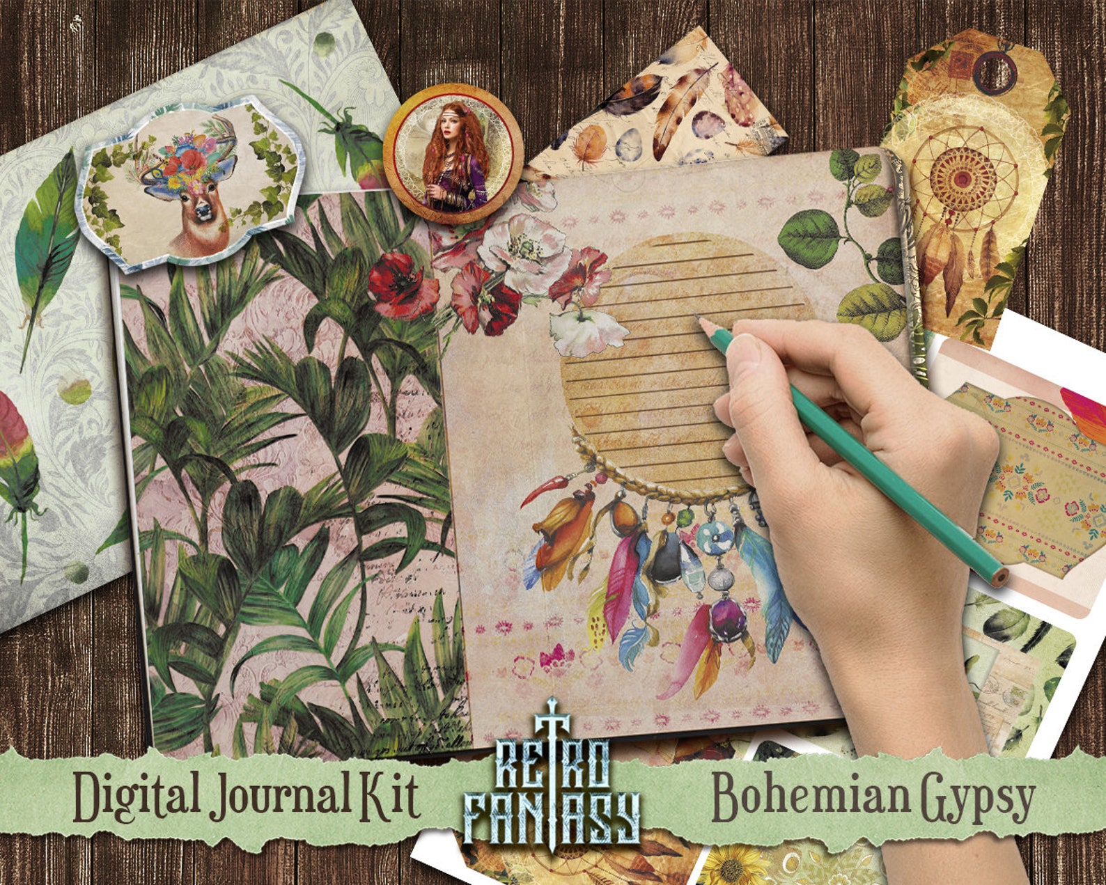 Bohemian Journal Digital Kit Printable | Boho Journal | Gypsy ...