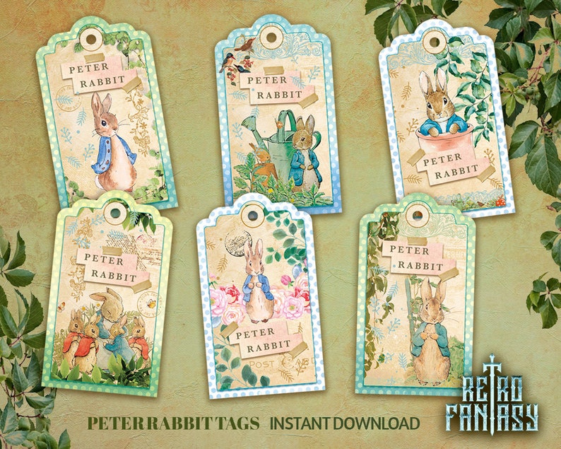 Peter Rabbit Printable Tags | Set 6 Printable Vintage Shabby Chic Tags ...