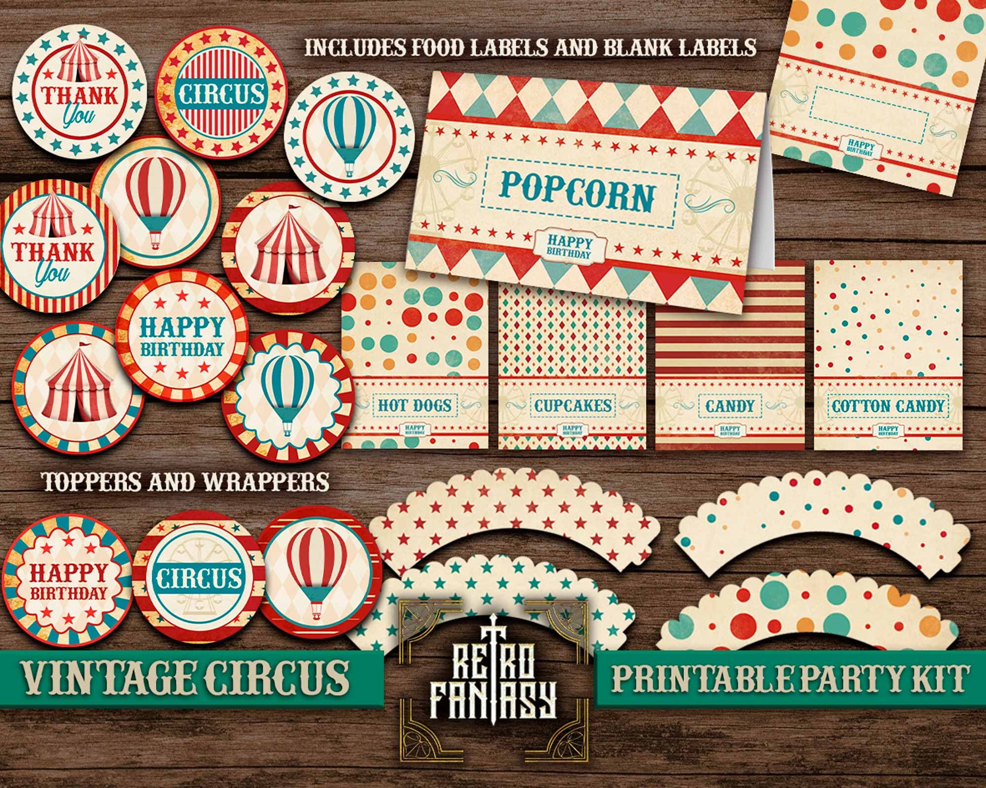 Vintage Circus Party Pack Decor INSTANT Download - Etsy