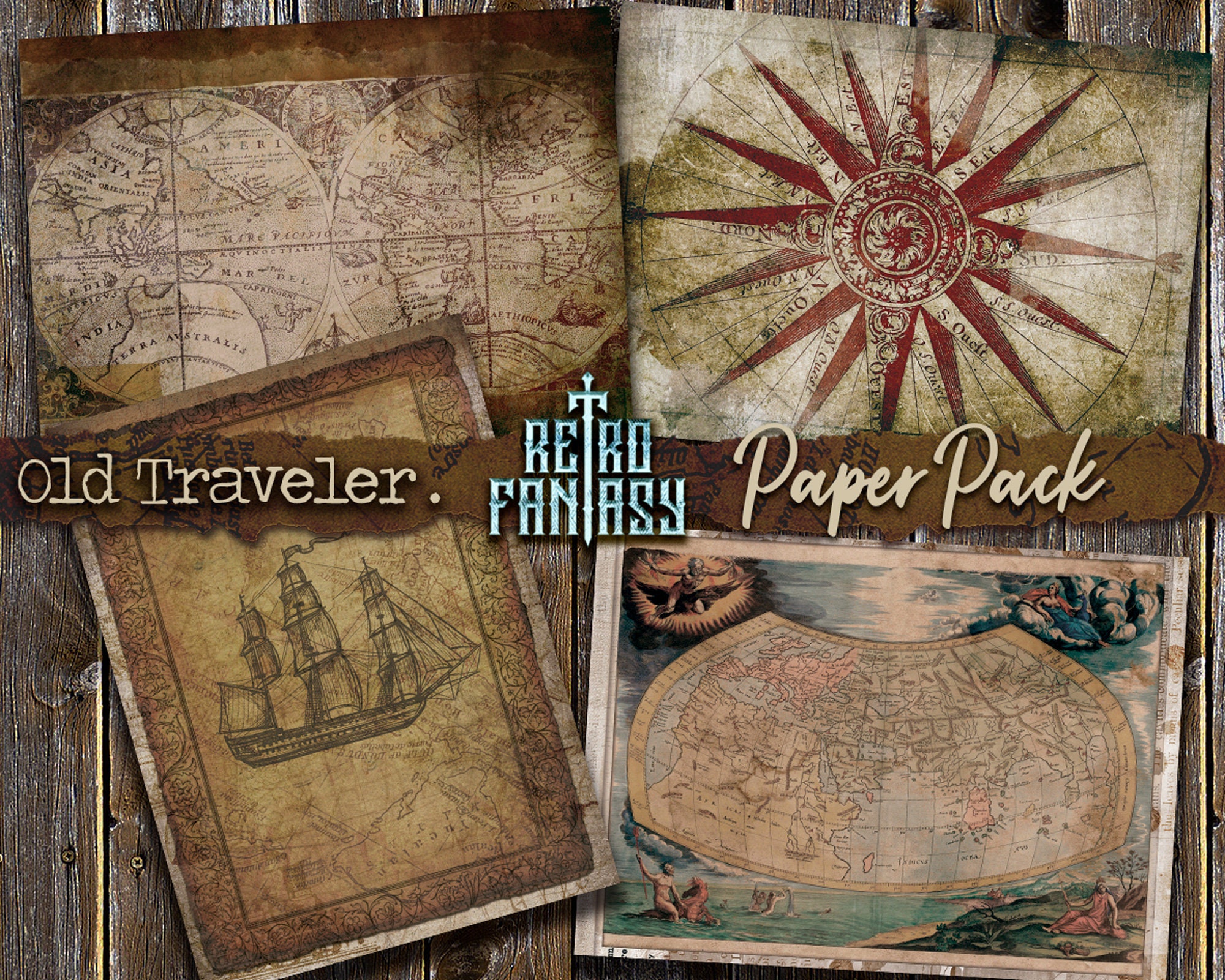 Old Traveler Journal Digital paper pack INSTANT Download | Etsy