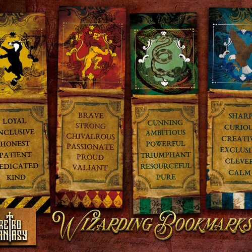 Wizarding School Houses Printable Bookmarks Set of 4 - Etsy