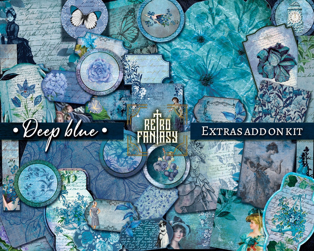 Deep Blue Digital Ephemera Kit • INSTANT Download • Blue Ephemera ...