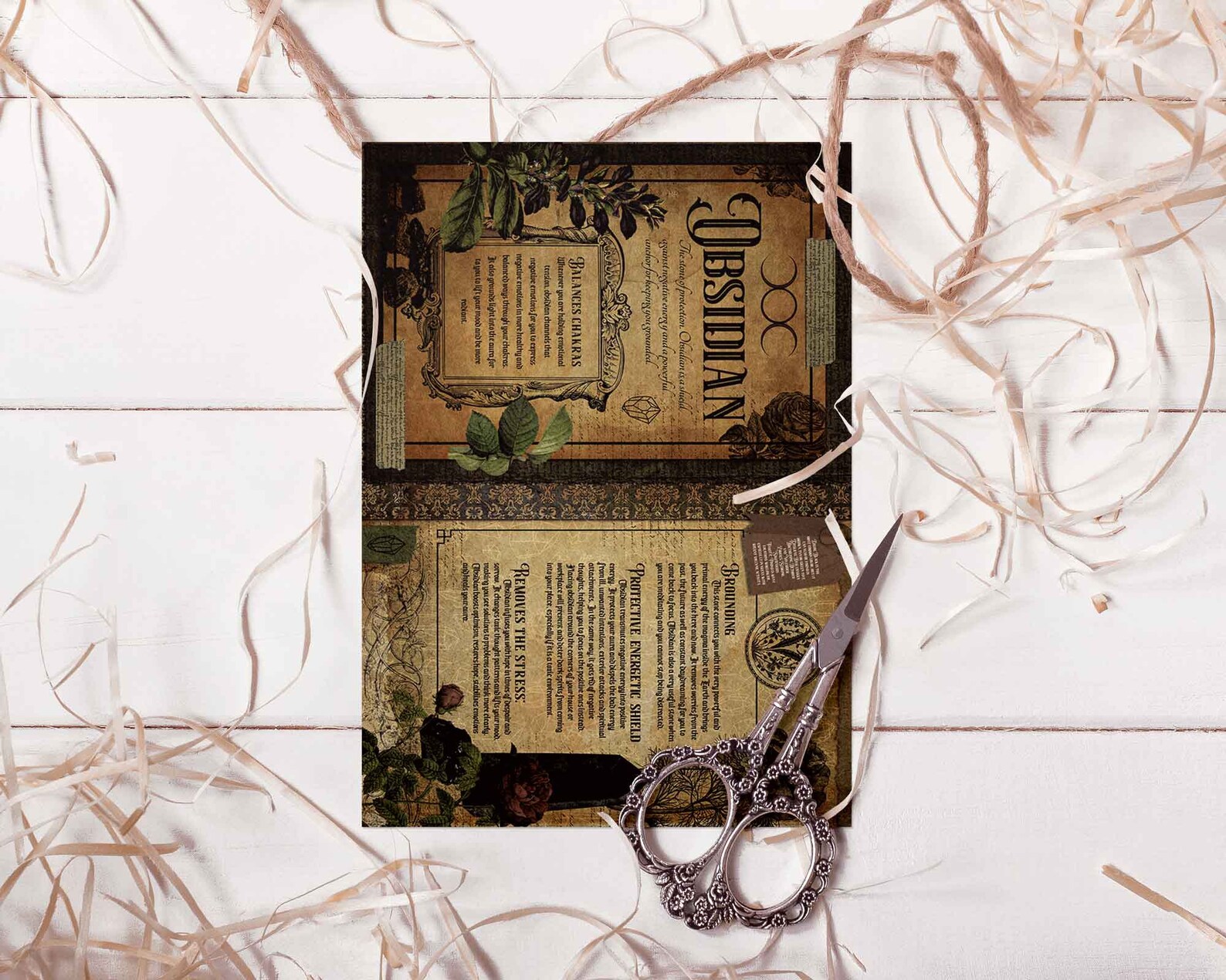 Printable OBSIDIAN Pages & Ephemera • Book of Shadows • CRYSTALS ...