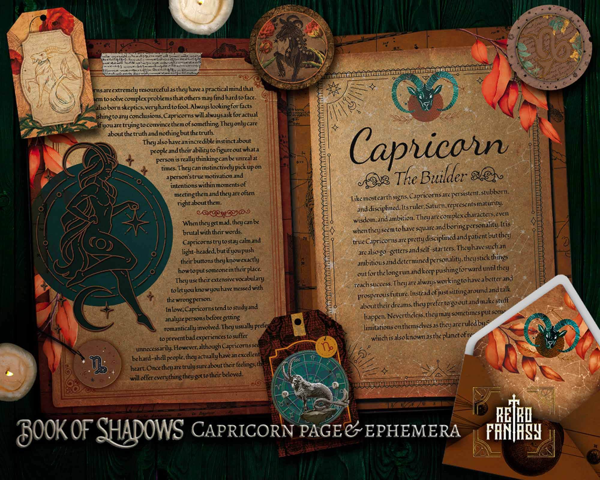 Printable CAPRICORN Pages & Ephemera • Book of Shadows • ZODIAC • Wicca ...