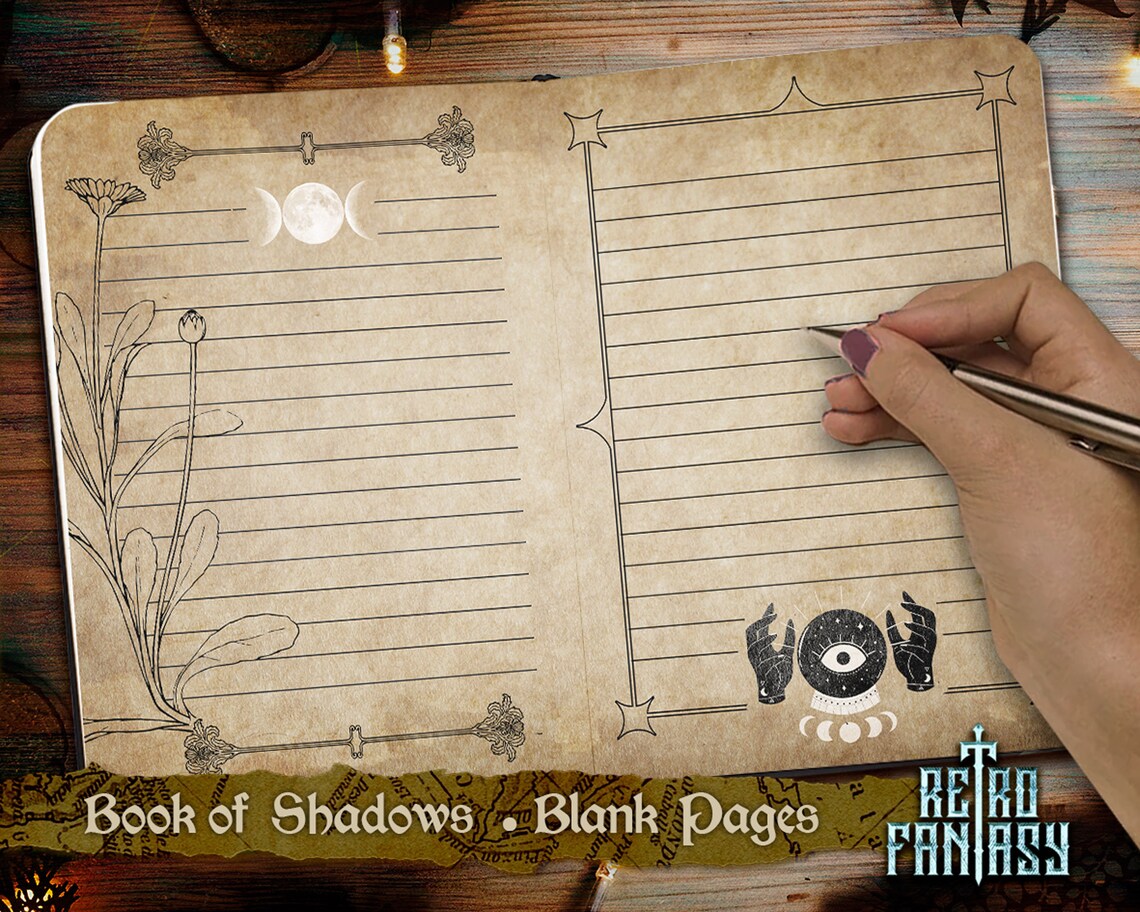 Printable Blank Book of Shadows Pages • Vintage Page • Scrapbook ...