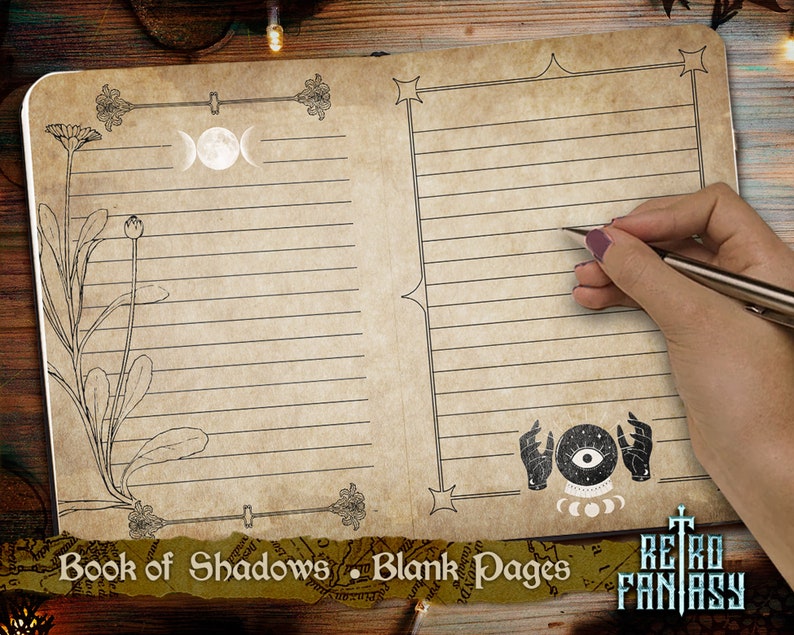Printable Blank Book of Shadows Pages • Vintage Page • Scrapbook ...
