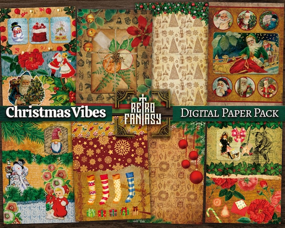 Christmas Vibes Printable Digital Paper Pack INSTANT - Etsy