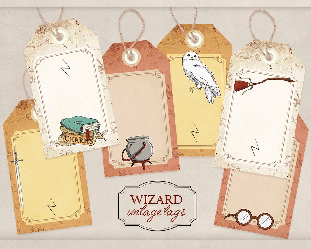 Wizard and Witch Tags | Vintage | Vintage Tags | Scrapbook | Wizard ...