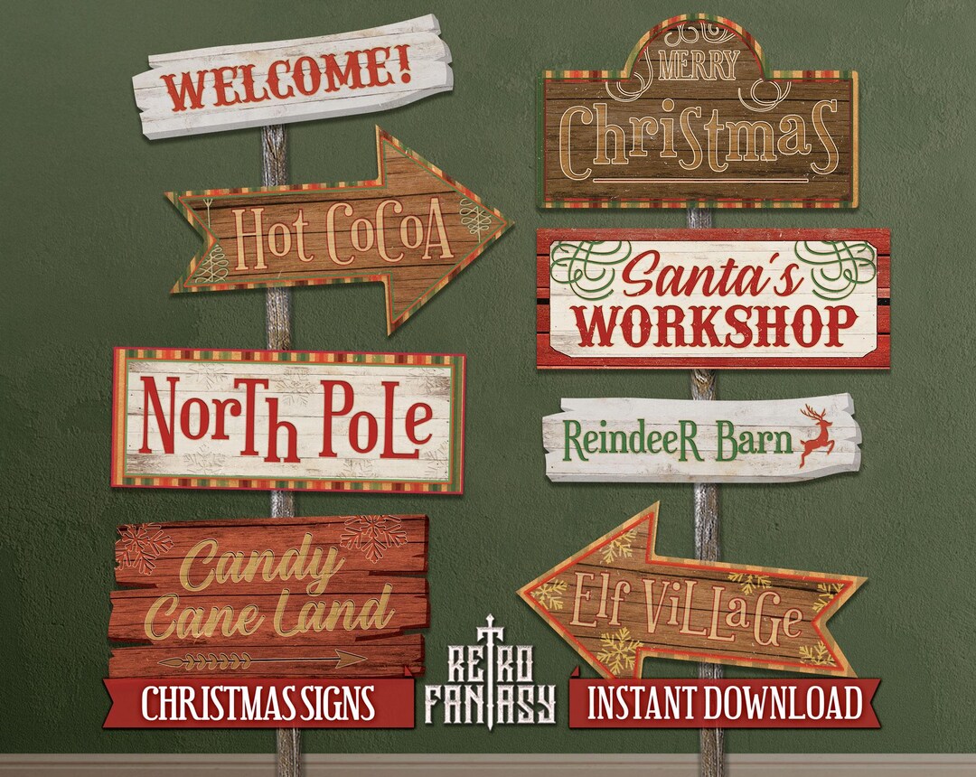 Christmas Vintage Signs Decor • Holidays • XMAS Decor Signs • Instant ...