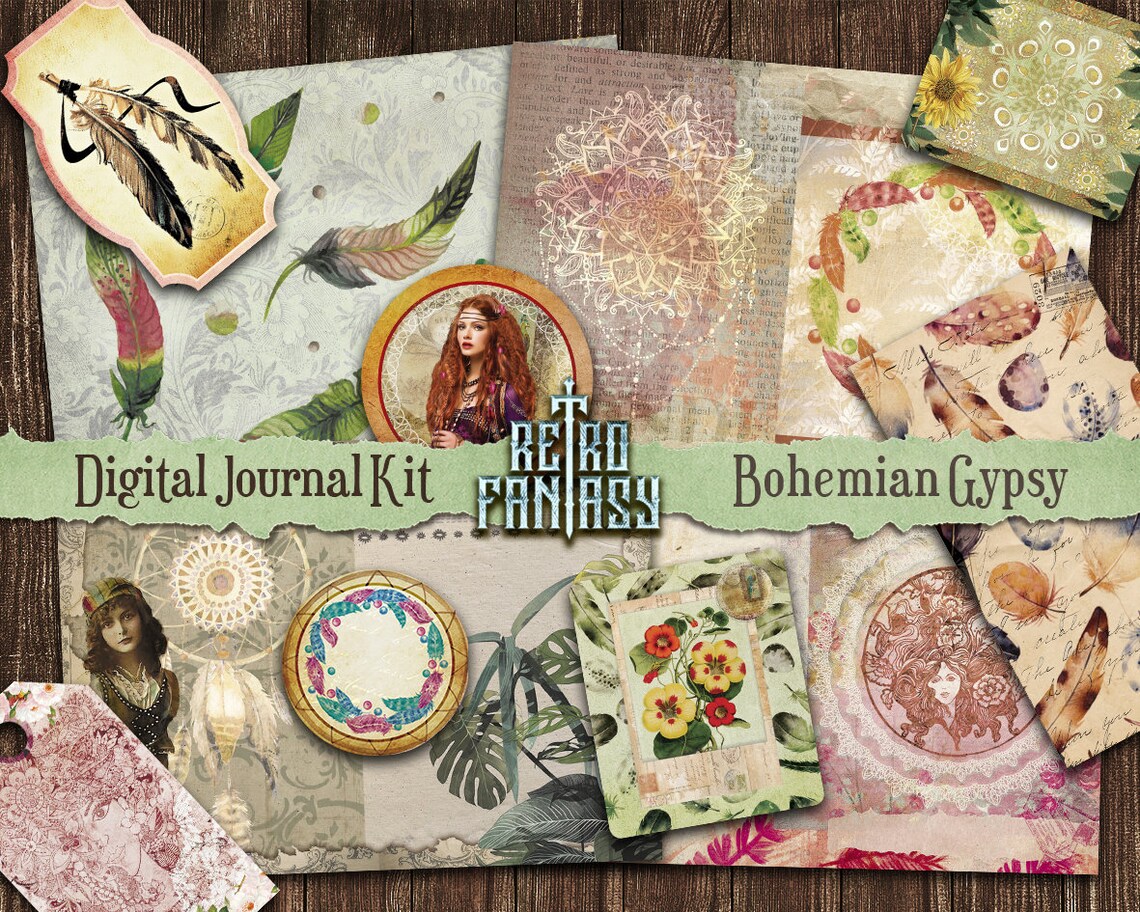 Bohemian Journal Digital Kit Printable | Boho Journal | Gypsy ...