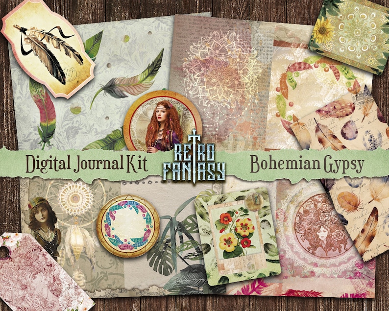 Bohemian Journal Digital Kit Printable Boho Journal Gypsy | Etsy UK