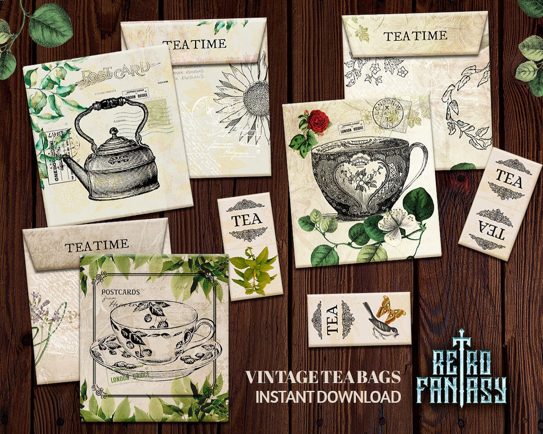Printable Vintage Tea Bags Shabby Chic Envelopes | Botanical Tea Bags ...