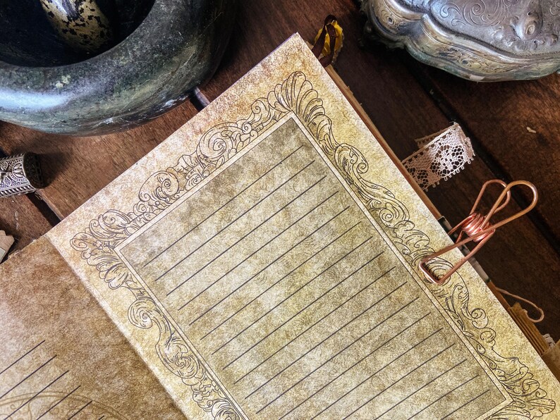 Printable Lined Grimoire Pages • Book of Shadows • Vintage • Witch ...